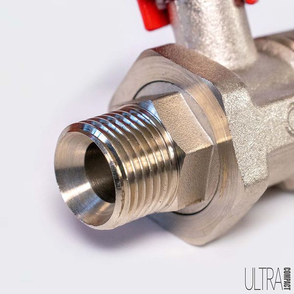 Ultra Compact© isolation valve 1" BSPT male x 1/2" BSPP male with fitt ...